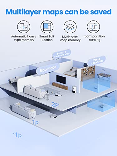 HONITURE Robot Vacuum and Mop Combo,Q6 Pro Robot Vacuum Cleaner with Self-Emptying,4000pa Max Suction Laser Navigator Robotic Vacuum with Smart Mapping,250 Mins Run-Time,App Control,Ideal for Pet Hair