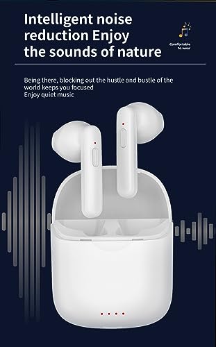 WesTch True Wireless Earbuds Bluetooth 5.3 Headphones Button Control with Wireless Charging Case IPX4 Waterproof Stereo Earphones Half in-Ear Built-in Mic Headsets (Black)