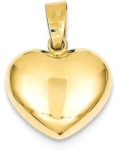 IceCarats 14K Yellow Gold Heart Necklace Love Pendant Charm 18mm x 12mm Only