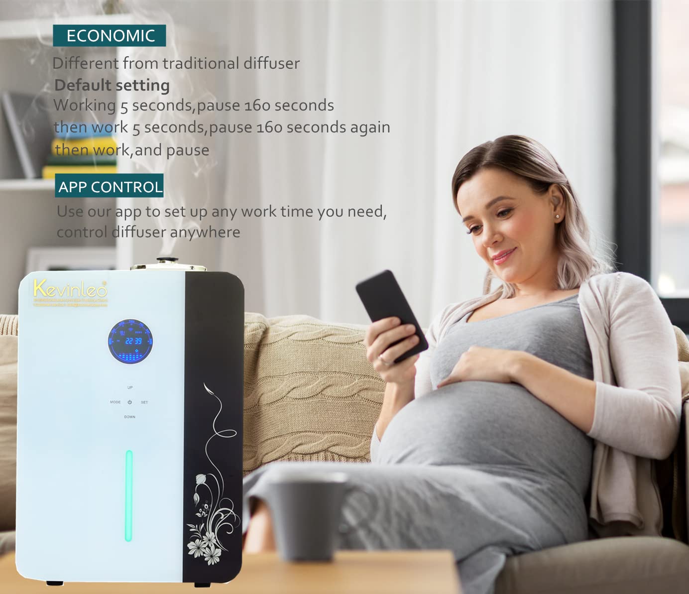 Kevinleo Smart Scent Machine WiFi for 7,500 sq.ft Area | 800ML HVAC Scent Diffuser Waterless for Home SPA Hotel Long Lasting/Strong Smell | Cold-Air Essential Oil Diffuser for Large Room Commercial