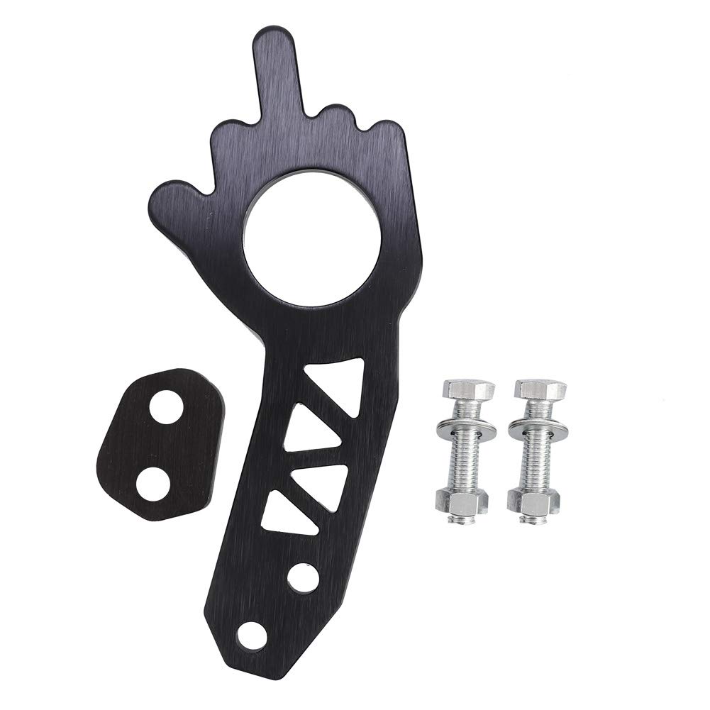 KIMISS Front Rear Towing Hook Set, Universal Car Aluminum Alloy Racing Trailer Hook with Gasket, Bolts Fit for Many Car Towing Ring Black