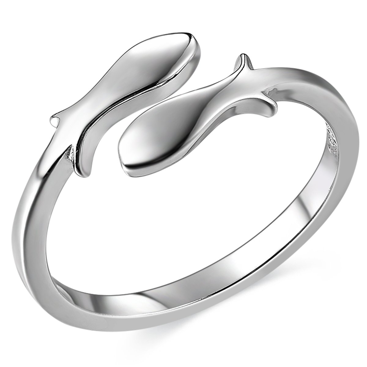 JEWME 925 Sterling Silver Women Fish Pisces Zodiac Constellations Open Tail Rings