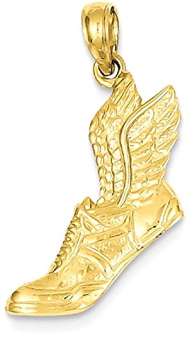 IceCarats 14K Yellow Gold Running Shoe Necklace Charm Sports Pendant 26mm x 15mm Only