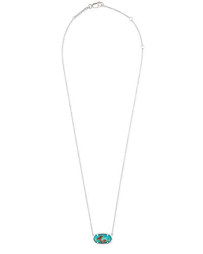 Kendra Scott Elisa Pendant Necklace in Sterling Silver, Genuine Turquoise Gem, Fine Jewelry for Women