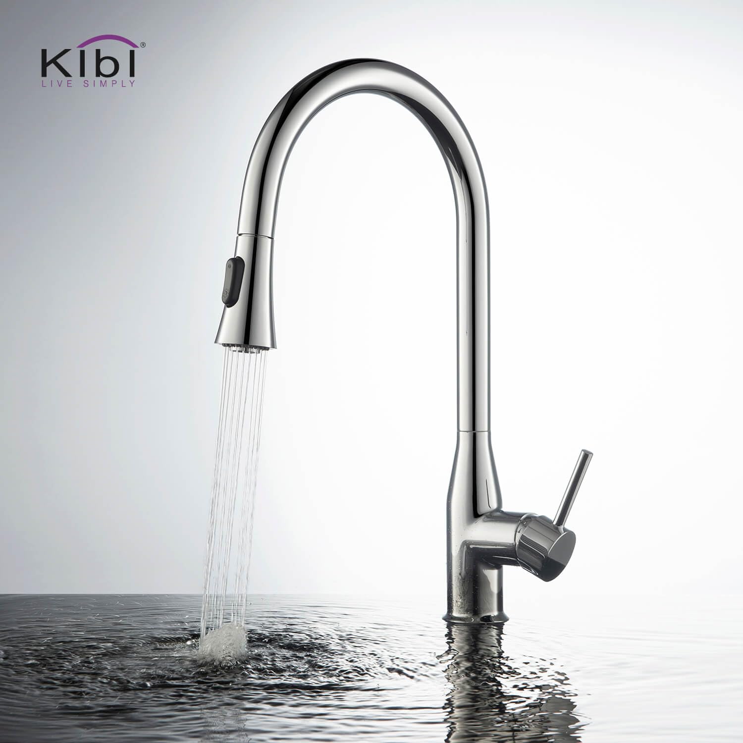 KIBI Napa Single Handle Pull Down Faucet for Kitchen Sink | Solid Brass High Arc Faucet Spout | 360 Degree Swivel Faucet with Pull Down Sprayer (Brushed Nickel) (KKF2005) (Soap Dispenser included)