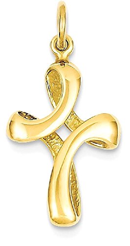 IceCarats 14K Yellow Gold Holy Cross Necklace Religious Pendant Jesus Christ Charm Only