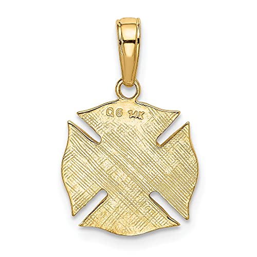 IceCarats 14K Yellow Gold Fire Department FD Fireman Necklace Firefighter Pendant Rescue Charm 20mm x 13mm Only