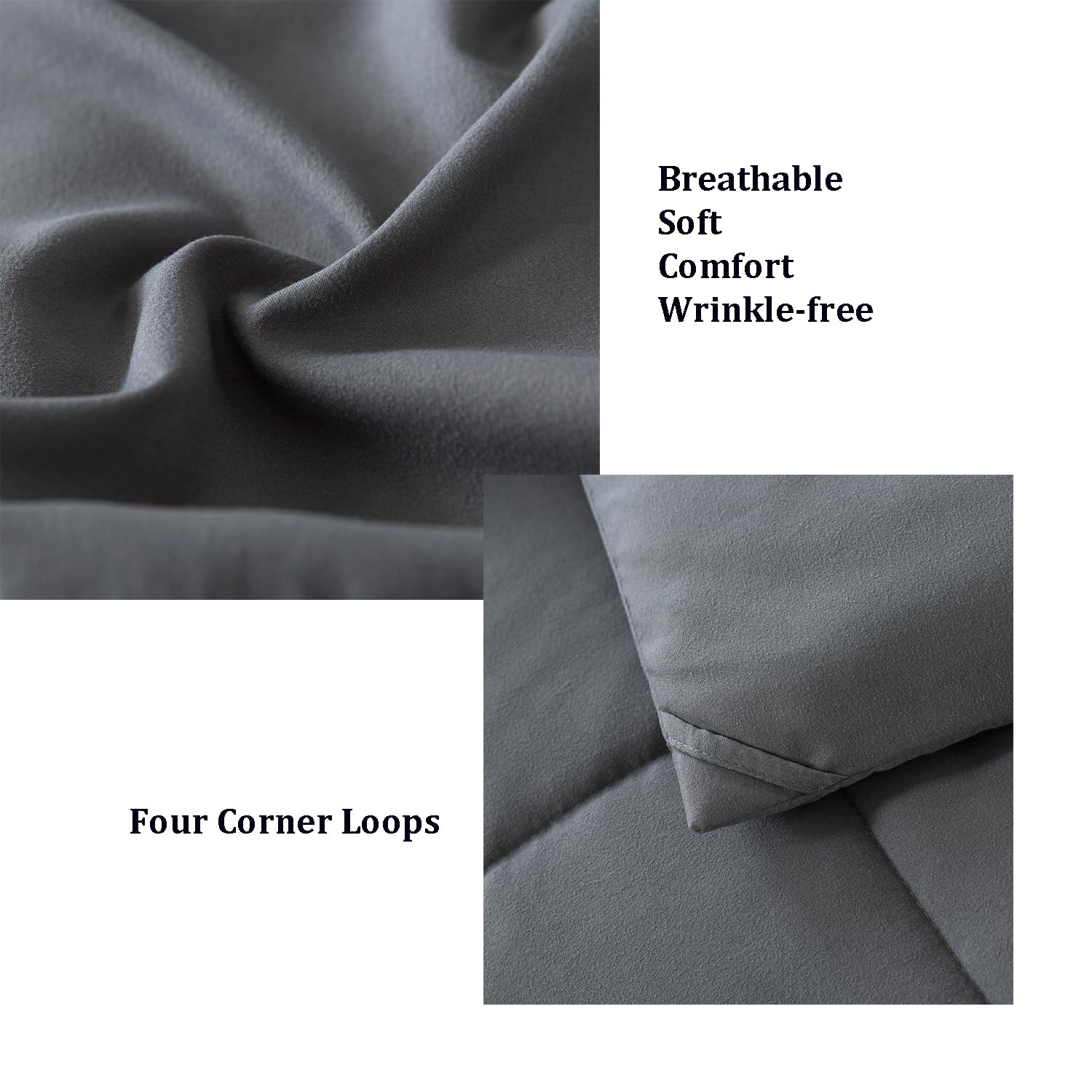 HOXXME Queen Comforter Set Grey, All Seasons Bedding Comforters & Sets with 2 Pillow Cases, 3 Pieces Lightweight Summer Duvet Insert, Down Alternative Bed Comforter Set 88"x90"