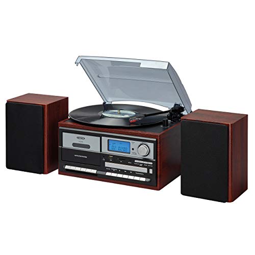 JENSEN JTA-575 JTA-575 3-Speed 10-Watt Belt-Drive Turntable System with CD Player, Cassette Player/Recorder, AM/FM Stereo Radio, and Speakers