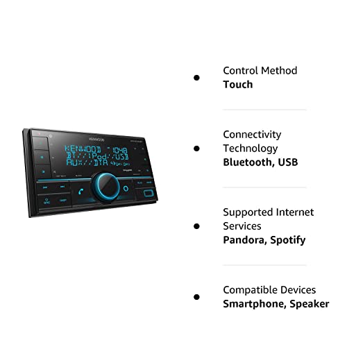 Kenwood DPX304MBT Double DIN in-Dash Digital Media Receiver with Bluetooth (Does not Play CDs) | Mechless Car Stereo Receiver | Amazon Alexa Ready - Black