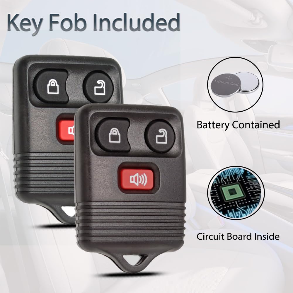Key Fob Keyless Entry Fits for Ford F150 F250 F350 Explorer Expedition 1998-2016 / Ranger Escape Edge E150 Freestar / Lincoln Navigator Mercury Mazda 3 Button Remote Control Replacement CWTWB1U345