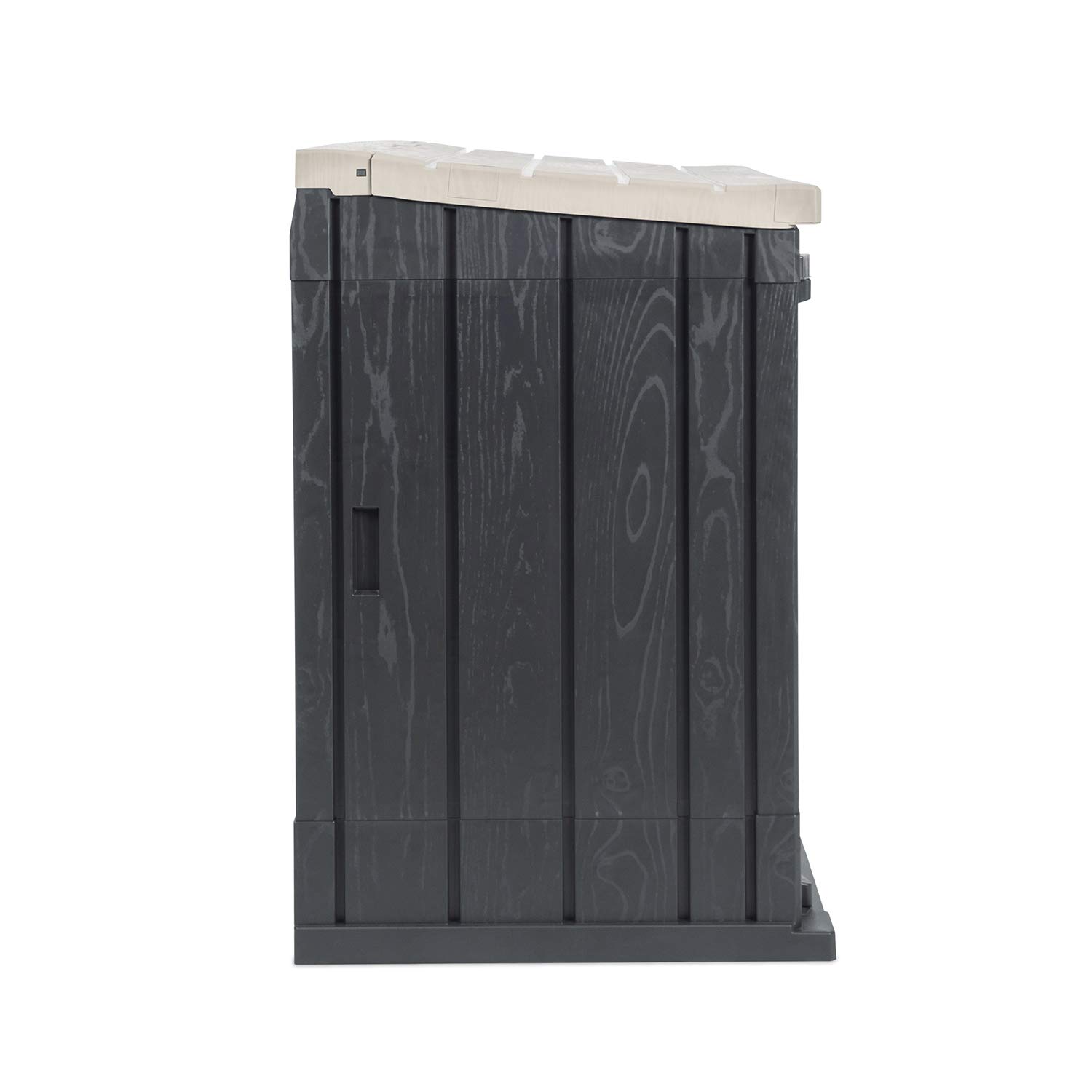 Toomax Stora Way Horizontal Outdoor Storage Shed Cabinet for Trash Cans, Gardening Tools, and Yard Equipment, Taupe Gray/Brown