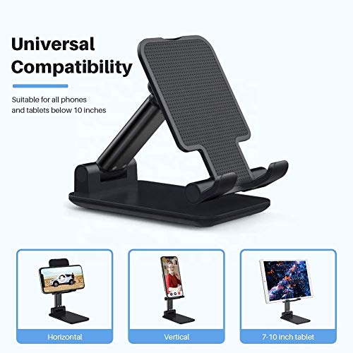USStarStore Adjustable Cell Phone Stand for Desk, Angle Height Adjustable Cell Phone Stand for Desk, Case Friendly Phone Holder Stand for Desk (Black 7 oz)