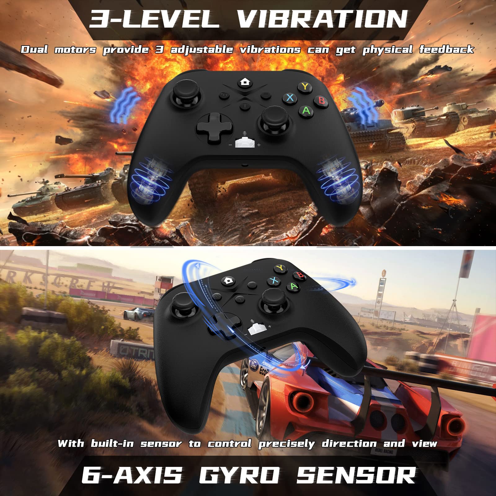 PC Controller 2.4G Wireless Gaming Controller for PC Windows Steam, PC Gamepad with Rechargeable Battery, Upgraded Joystick, TURBO Function (Connecting to Xbox Consoles is Not Supported at this Time)