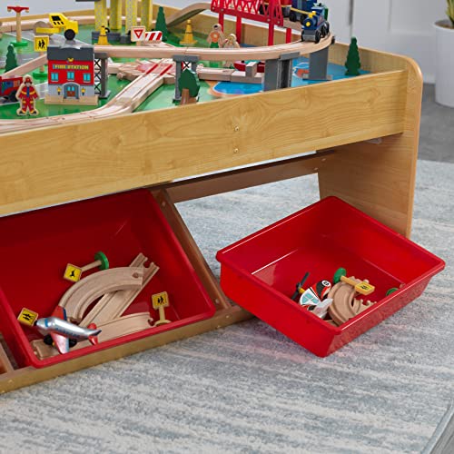KidKraft 17850 Waterfall Mountain Wooden Train Set & Table with 120 Pieces, 3 Storage Bins