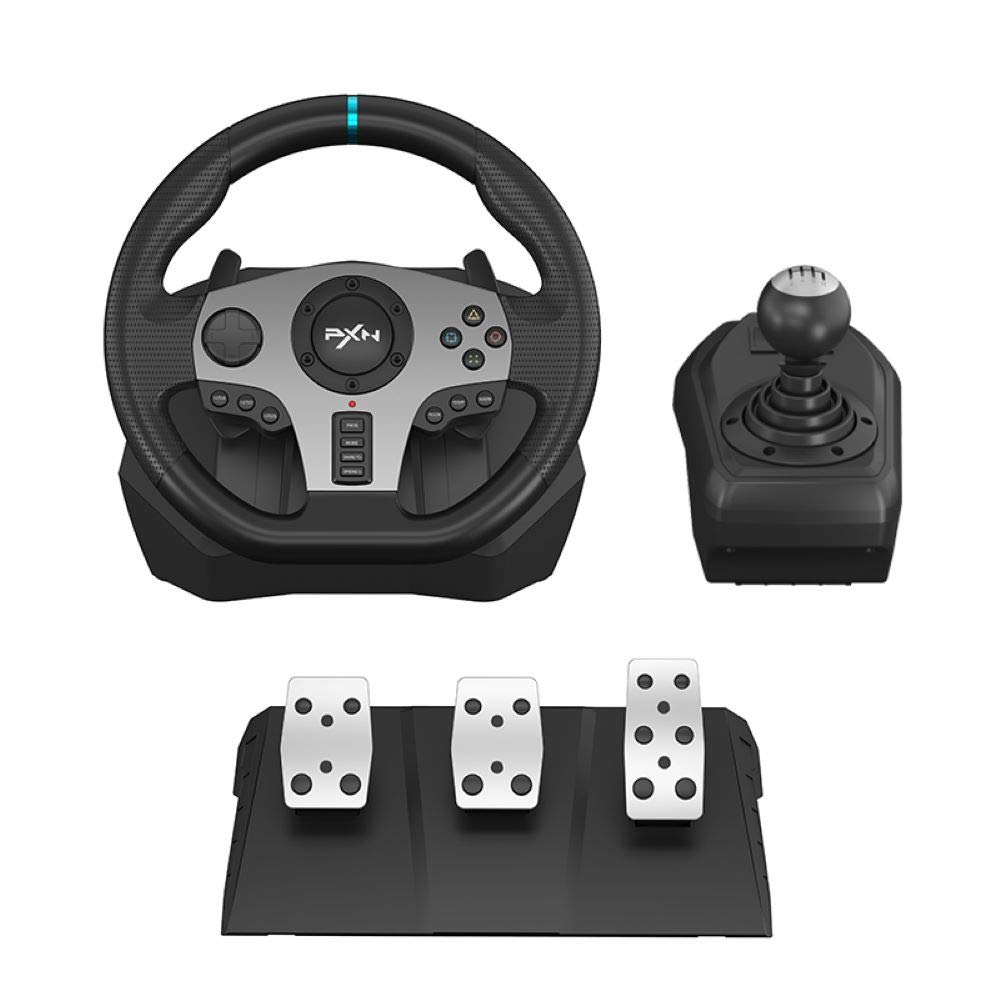 PC Steering Wheel, PXN V9 Universal Usb Car Sim 270/900 Degree Race Steering Wheel with 3-Pedals and Shifter Bundle for Xbox One,Xbox Series X/S,PS4,PS3, Nintendo Switch (Renewed)