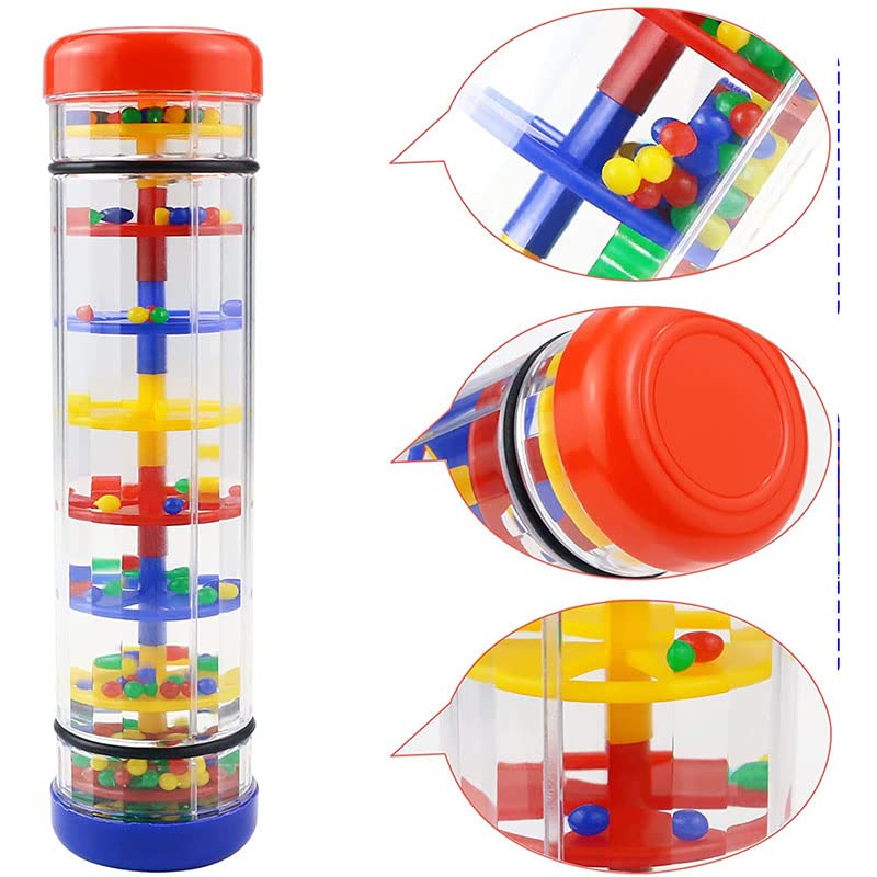 Rainmaker Baby Rain Stick Toys for Kids: 8 inch Rainstick Sensory Rattle Toys for Babies,Shaker Rainfall Tubes Musical Instrument -Red