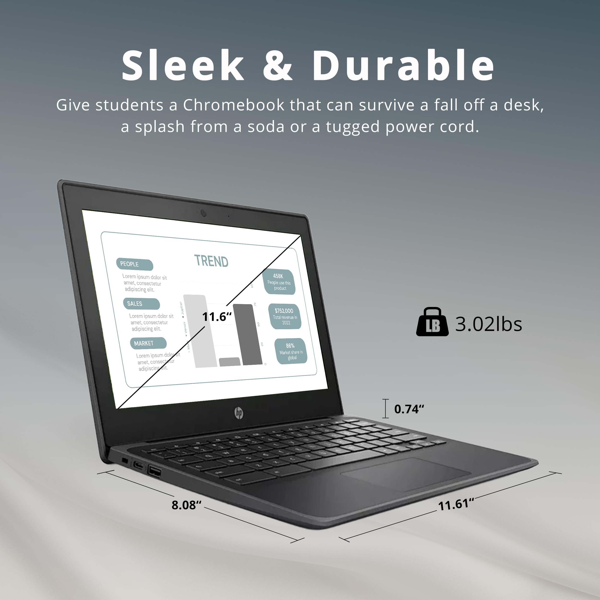 HP 11A G8 11.6'' HD Student Chromebook Laptop, AMD A4-9120C Processor, Radeon R4 Graphics, 4GB RAM, 32GB eMMC, HD Webcam, Chrome OS, Black, 32GB Snowbell USB Card