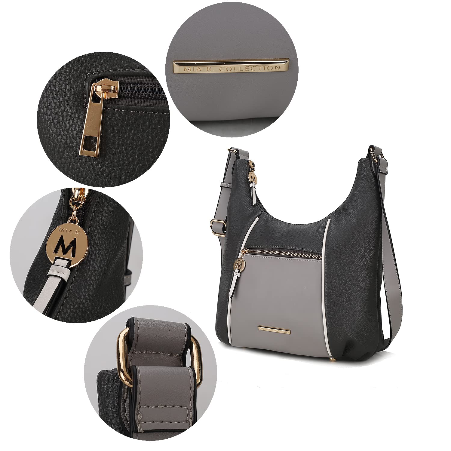 MKF Collection Shoulder Bag for Women, Vegan Leather Hobo Handbag, Crossover Color-Block Purse ByMia K