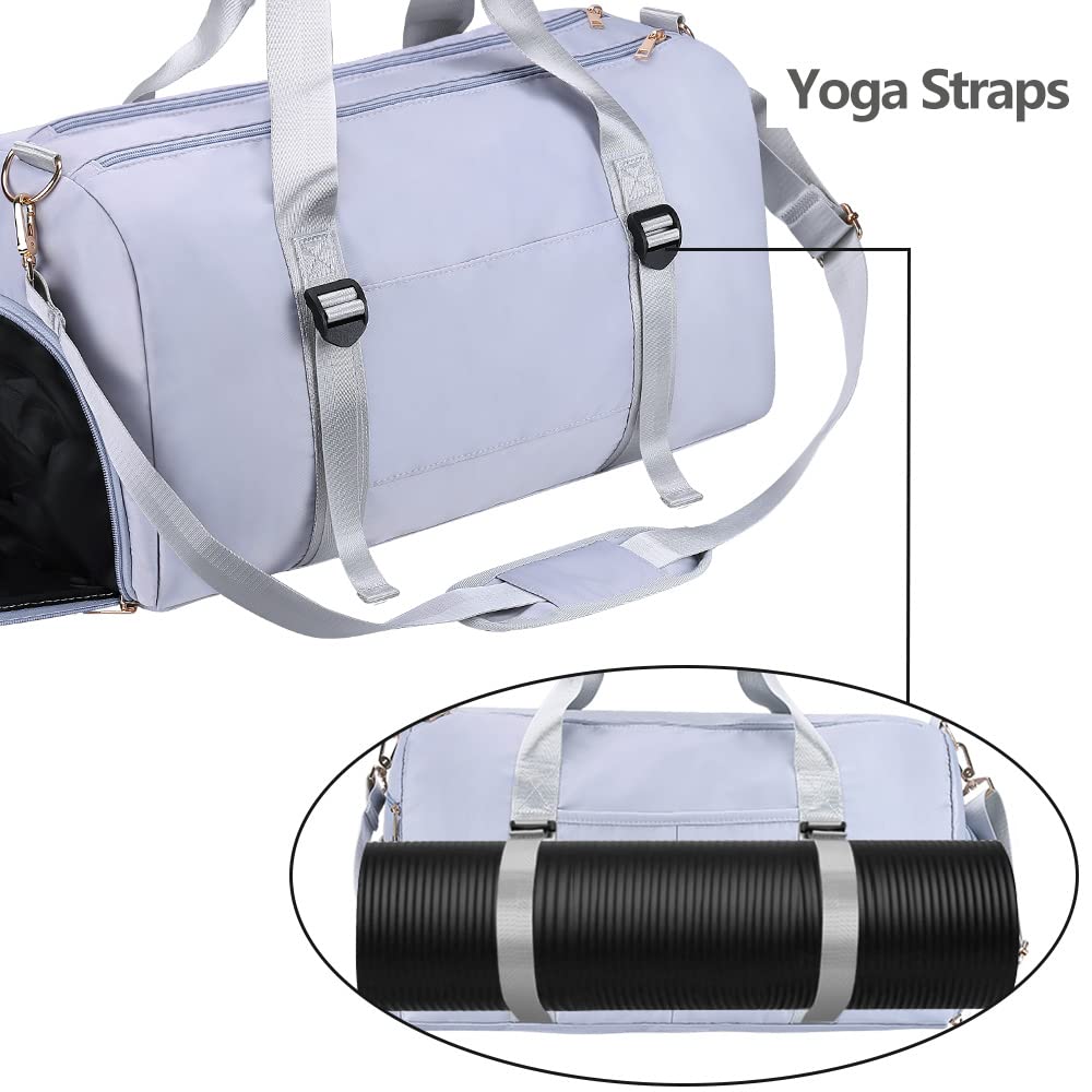 ICEIVY Gym Duffle Bag Dry Wet Separated Gym Bag Sport Duffle Bag Training Handbag Yoga bag with Extra Drawstring Backpack for man and women (Grey-Upgrade) Large