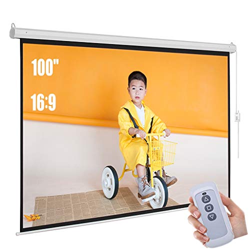 IULJH 100" Motorized Electric Projector Screen 16:9 4K 3D Ready Wall Mounted with 12V Trigger Remote for Home Theater