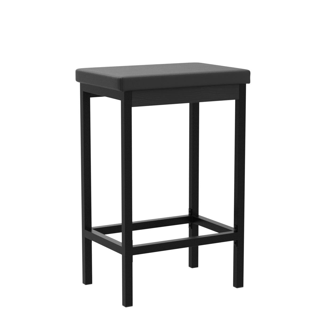 HOOBRO Bar Stools, Set of 2 Bar Chairs, 24.8-Inch Height Stools, Breakfast Bar Stools, Kitchen Bar Chairs, 2" Thick Upholstery, for Kitchen, Dining Room, Cafe, Bar Counter, Black BB21BY01