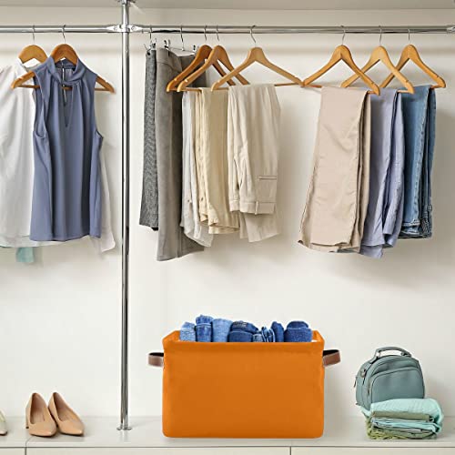 xigua Orange Pattern Storage Basket Durable Canvas Storage Bins with Handles Large Collapsible Storage Bins Boxes for Shelves,Home Office,Toys,Closet & Laundry- 2PCS