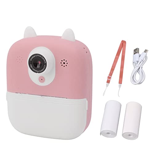 jerss Childrens Digital Camera 6 Filter Effects Face Recognition Auto Print Digital Camera 1080P ABS Home Silicone for Children (Pink)