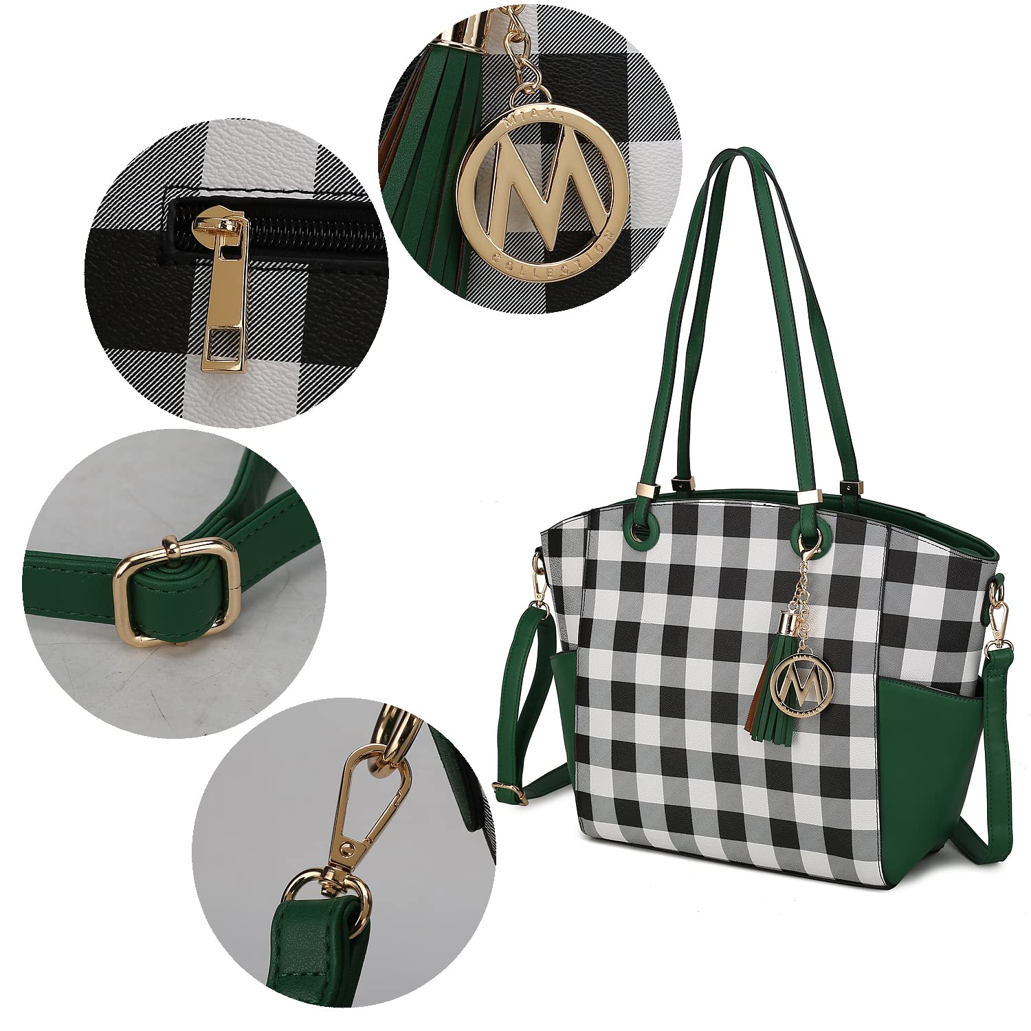MKF Crossbody Bag for Women Set Handbag Wallet Purse - Top-Handle Tote - Removable Shoulder Strap Vegan Leather Demin