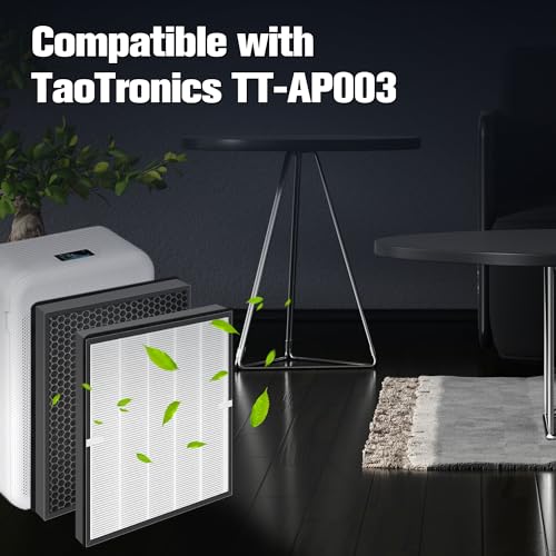 ROMON 2 Pack TT-AP003 Replacement Filter Compatible with TaoTronics TT-AP003 and VIVOSUN 5-in-1 Air Purifiers, H13 Grade True HEPA and Activated Carbon Filter