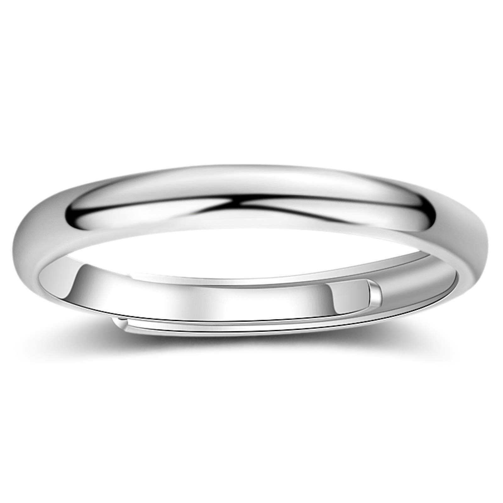 KGnB Sterling silver ring 925,adjustable,2mm,suitable for men and women,couples,girl friend,normal size 7 (sterling-silver, Adjustable),can adjust from size 4 to 12