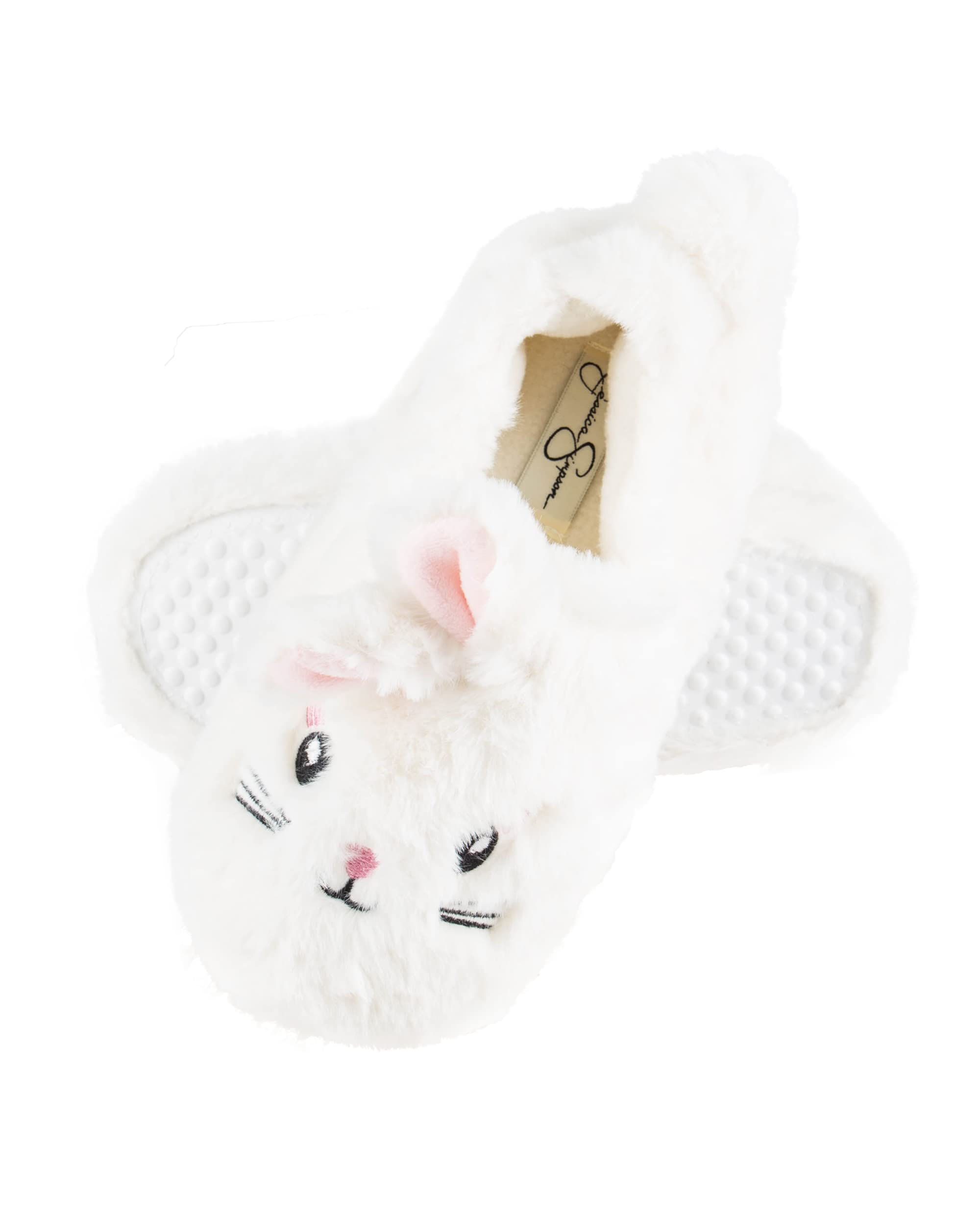 Jessica Simpson girls Cute and Cozy Plush on House With Memory Foam Slipper, White Plush, Large Little Kid US