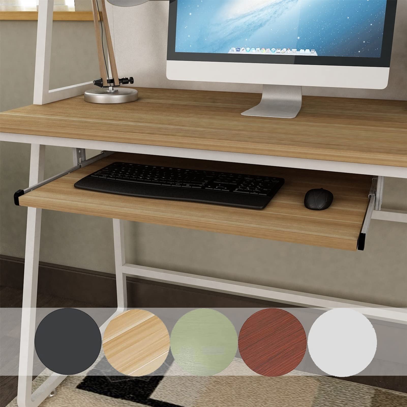 Keyboard Tray Wooden Sliding Keyboard Drawer Desk Elbow Arm Support Strong Load Capacity Computer Keyboard Arm Tray Mouse Storage Rack 54/60/70x27cm 5 Colors Easy to Assemble Push Pull Use