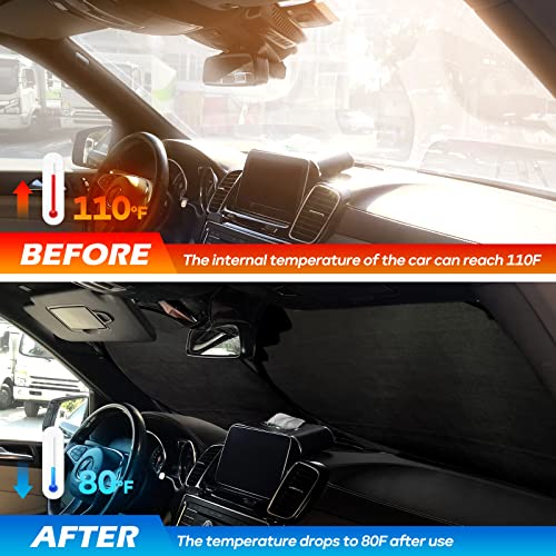Windshield Sun Shade - Car Sun Shade Windshield, Foldable UV Ray Reflector Car Shade Front Windshield, Sun Visor for Car Keeps Your Vehicle Cool, for Most Sedans SUV and Trucks - Large 63 x 35.5 in