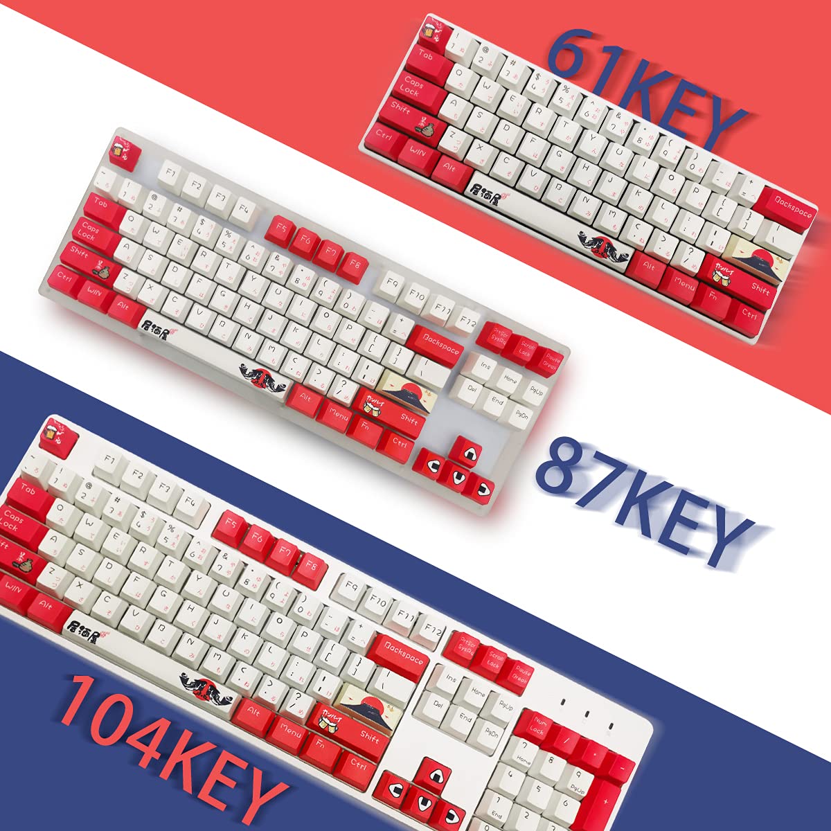 Keycaps PBT Dye Sublimation Upgrade 108 Keycap Set OEM Profile Keycaps Keyset with Puller for Cherry Mx Gateron Kailh Switch Mechanical Keyboard (Coral Sea)
