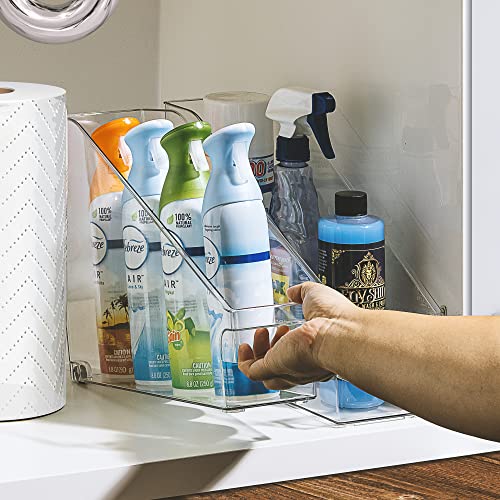 Sorbus Roll Out Bottle Organization Bins - Pantry Under Sink Organizer with Wheels & Handles, Clear Plastic Organizing Containers for Bottles & Cleaning Supplies - Kitchen Cabinet Laundry Room Storage