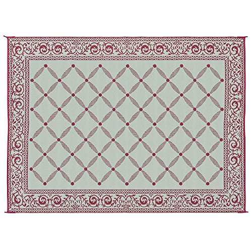 Stylish Camping 119125 9-feet by 12-feet Reversible Mat, Plastic Straw Rug, Large Floor Mat for Outdoors, RV, Patio, Backyard, Picnic, Beach, Camping (Burgundy/Beige)