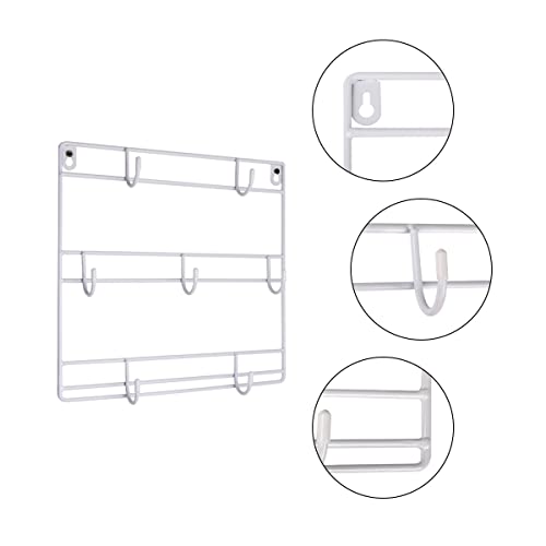 Ymeibe Wall Mounted Coffee Mug Rack with 7 Hooks Large Metal 3 Tiers Coffee Cup Holder for Coffee Mugs, Teacups, Mason Jars, Display, Organizer and Storage Hangers, Set of 2 (White)