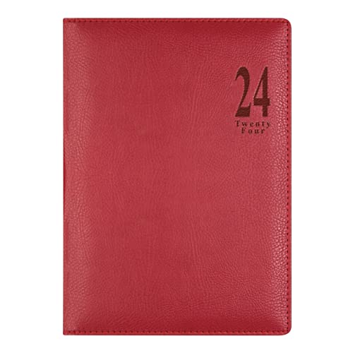 Letts of London Milano Weekly Planner, 12 Months, January to December, 2024, Appointments, A5 Size, 8.25" x 5.875", Red (CTO3XURD-24)