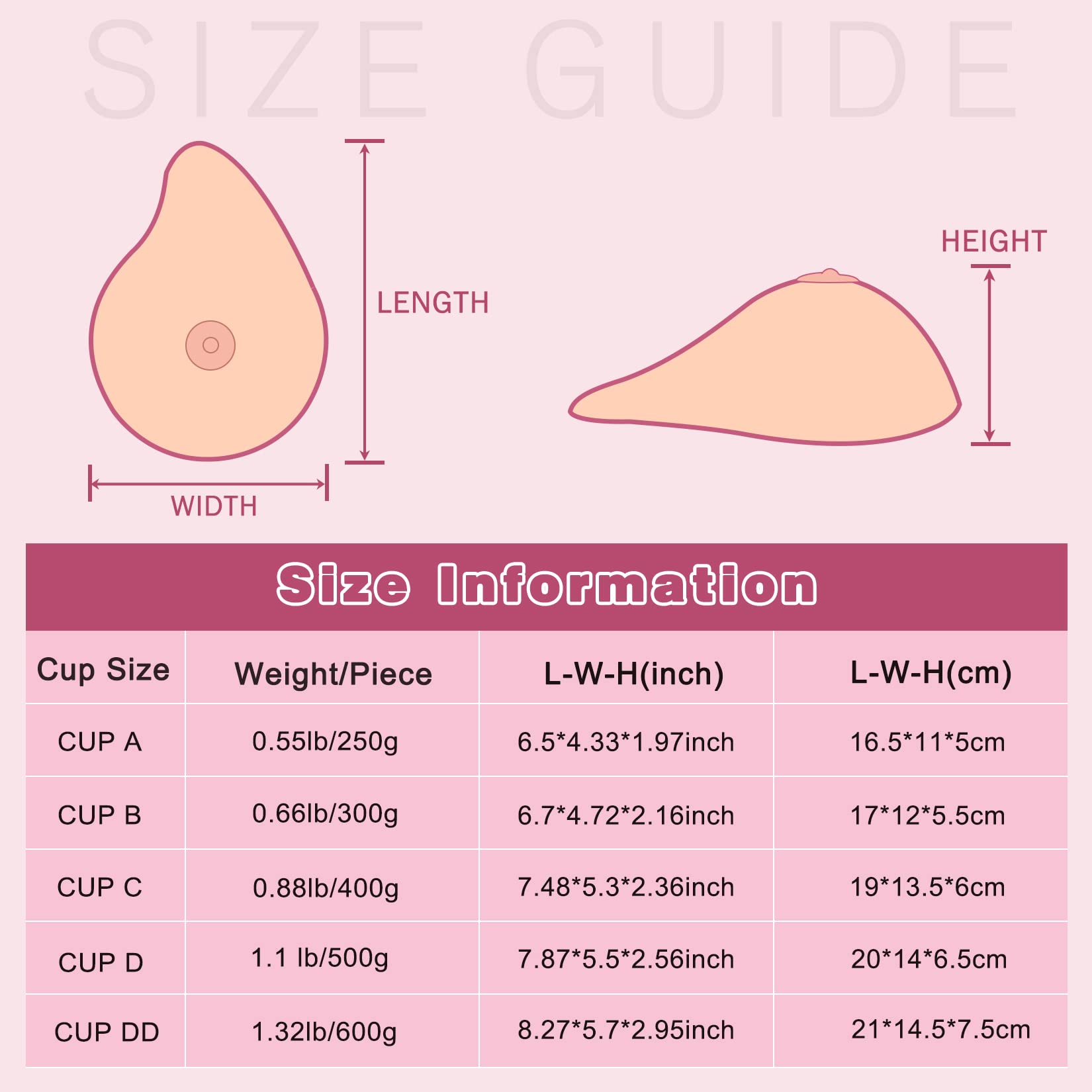 IVITA One Piece D Cup irregular Side Silicone Breast Forms Fake Boobs Mastectomy Prosthesis Chest Bra Pad Enhancers