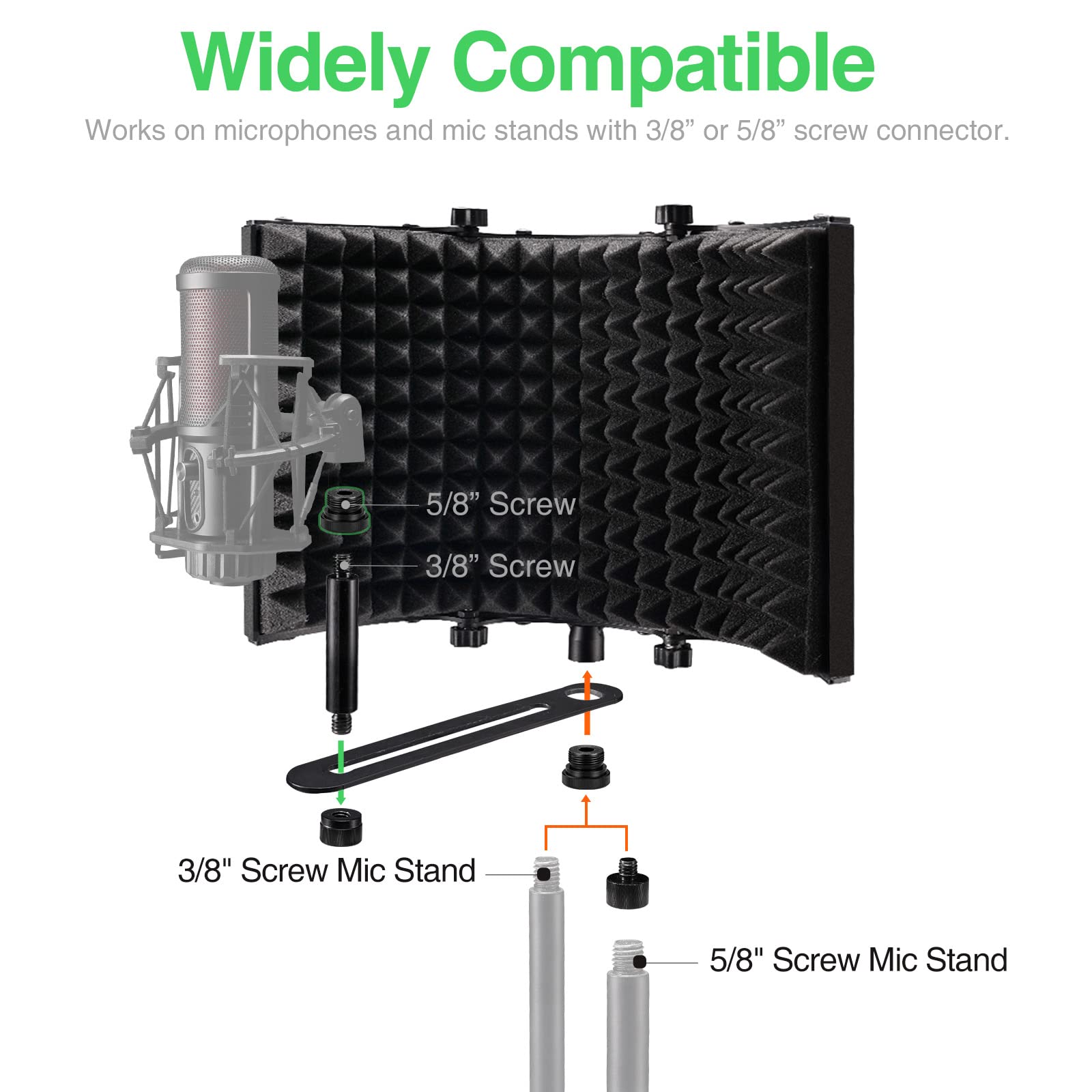 Microphone Isolation Shield, JAMELO Acoustic Sound Shield, Mic Sound Absorbing Foam for Sound Recording Studio, Podcasts, Singing and Broadcasting