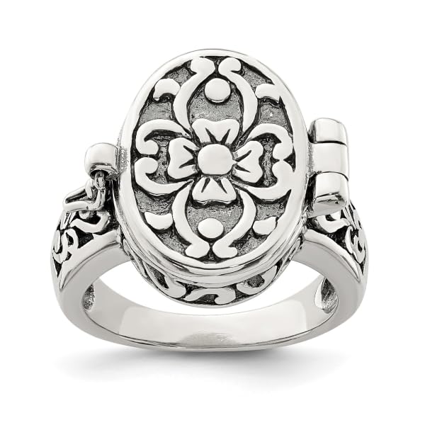 IceCarats 925 Sterling Silver Vintage Oval Locket Ring Size 8