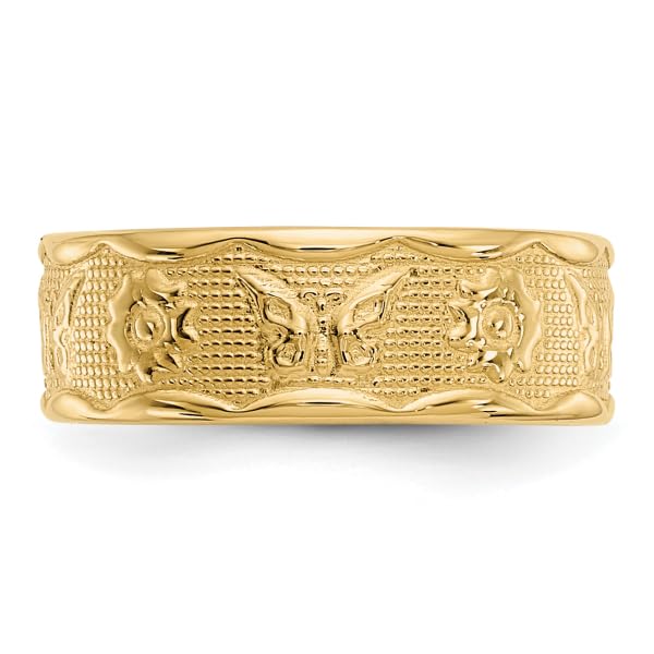 IceCarats 14K Yellow Gold Flower Butterfly Wings Adjustable Toe Ring Open Midi Band Summer Beach Jewelry