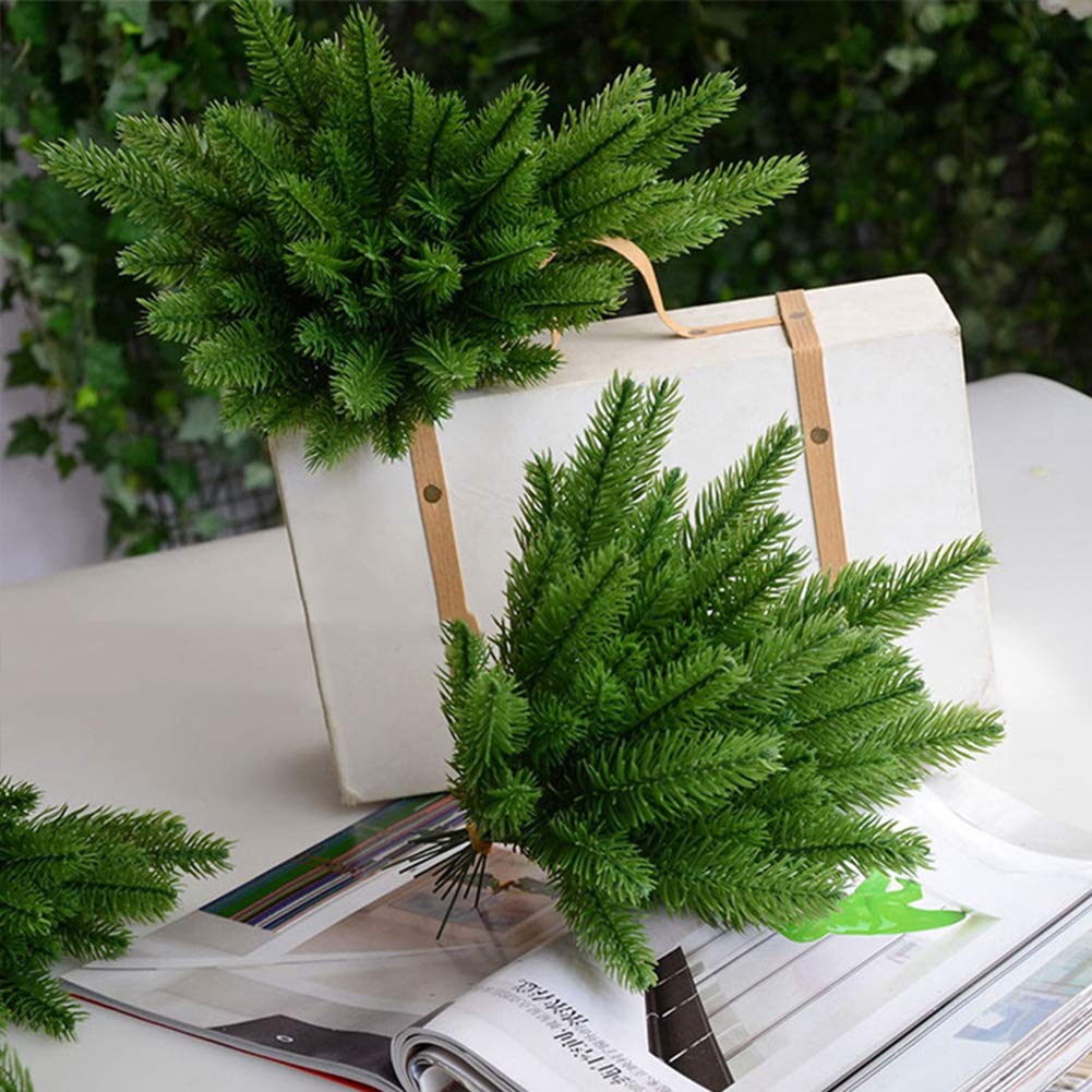 IRICEYE Christmas Decoration,10Pcs Artificial Plant Pine Needle Branches DIY Home Garden Holiday Party Decor - 10pcs
