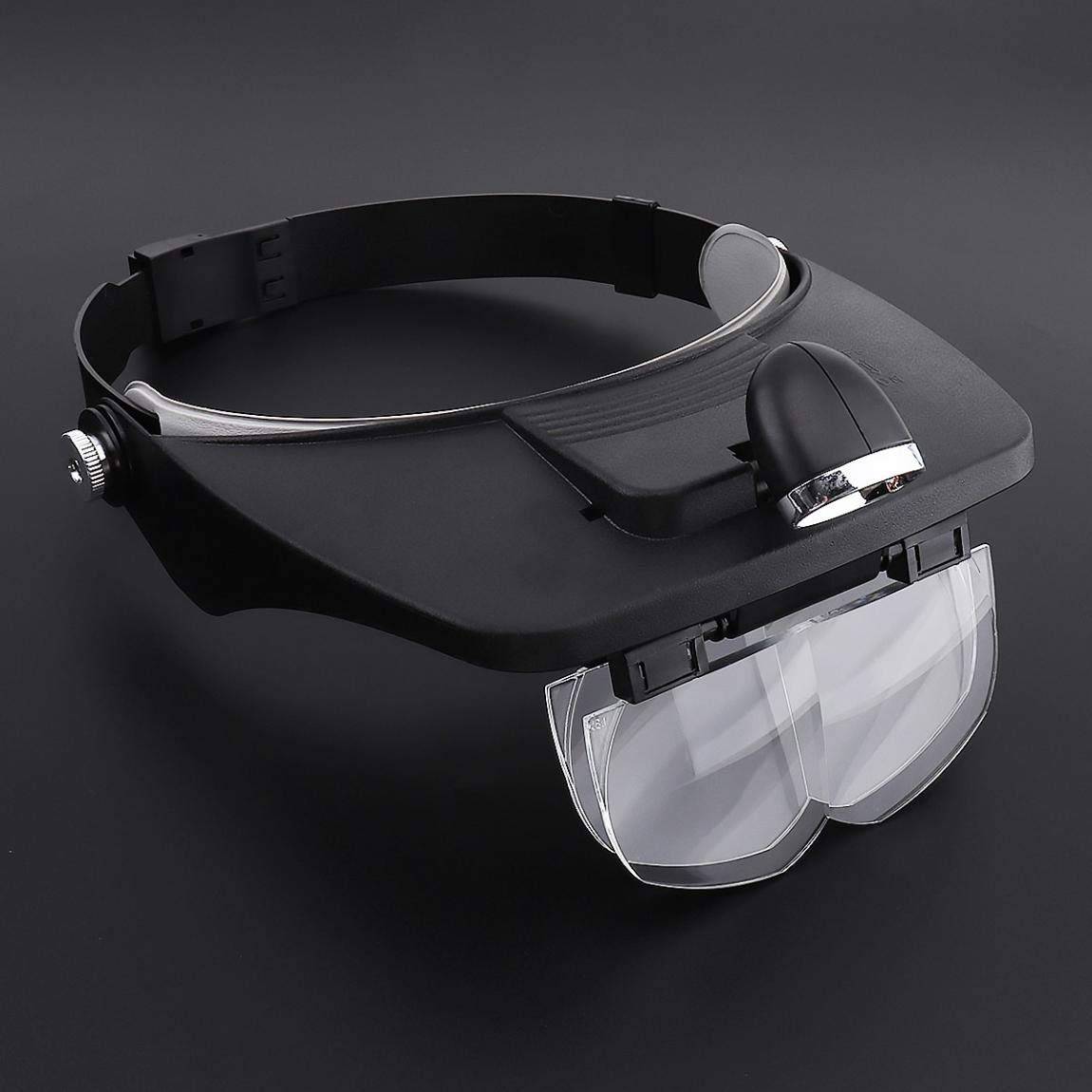 Meichoon Head-Mounted Magnifying Glass with 3 LED Lamps,Watchmaker Repair Tool Magnifier,6 Multiple Interchangeable Lenses,1X 1.5X 2X 2.5X 3.5X 8X