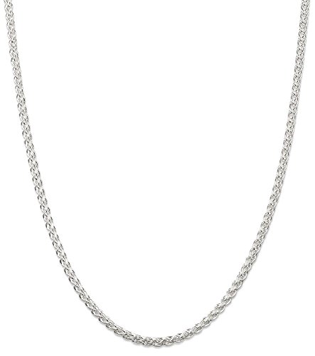 IceCarats 925 Sterling Silver 3mm Round Spiga Wheat Link Chain Necklace 24 inch