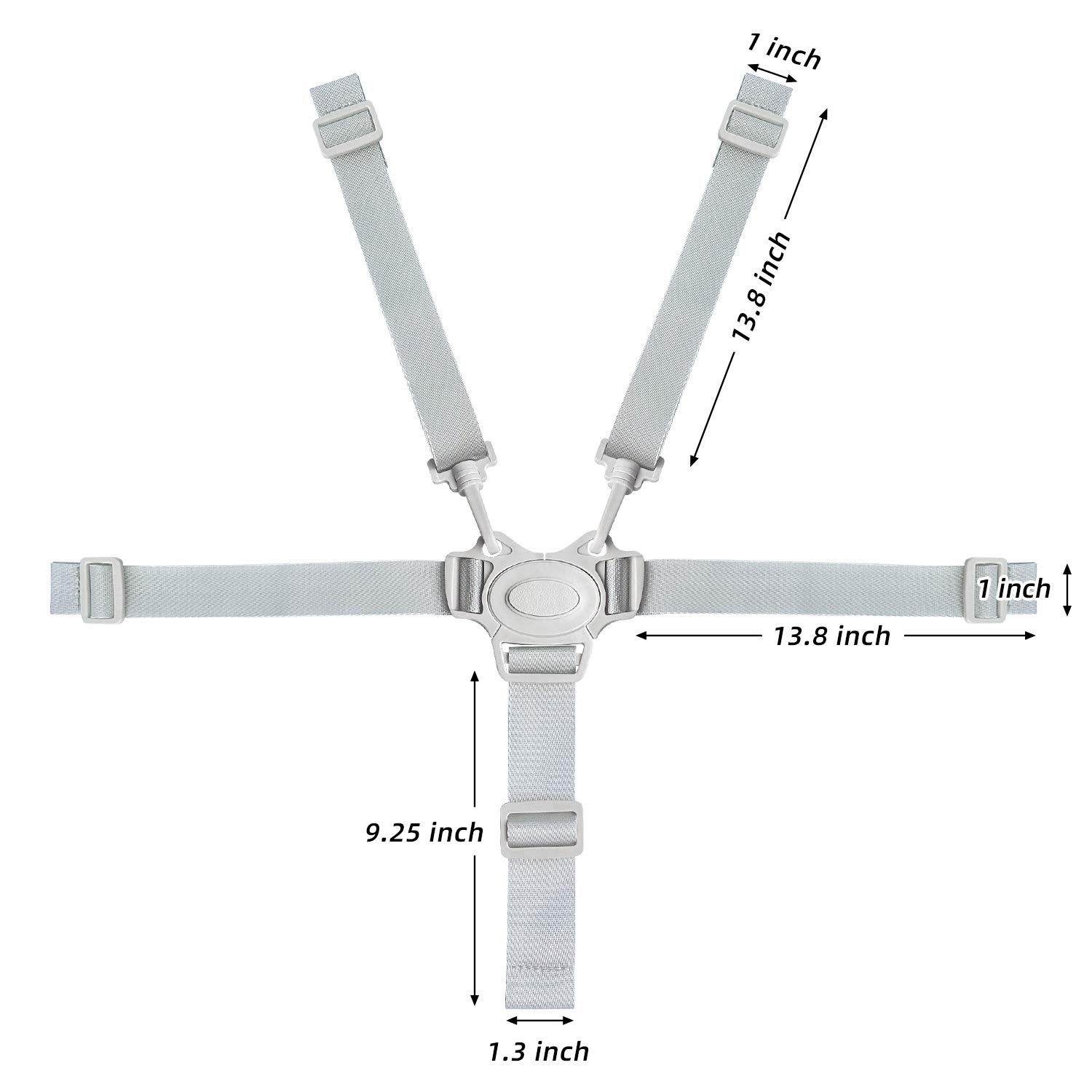 IRICHNA High Chair Straps, Adjustable Harness Baby Safety Strap Belt for Stroller Pushchair Pram Buggy High Chair Baby Harness Safety Harness Strap Belt (Grey)