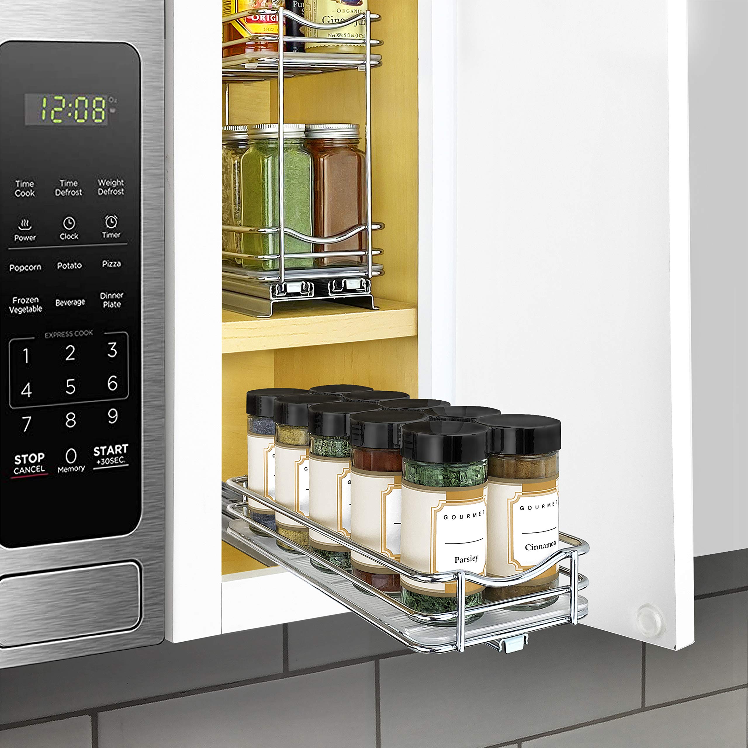 LYNK PROFESSIONAL® Pull Out Spice Rack Organizer for Cabinet - 4-1/4 inch and Slide Out Tea Bag Organizer