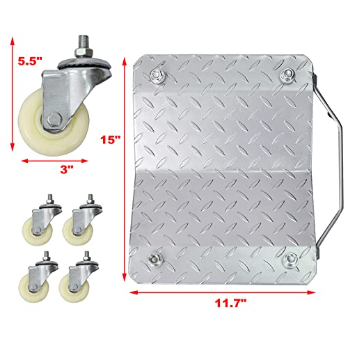 W.Sealet Car Dolly Set of 4, Heavy Duty Dolly 6000lbs Capacity 4 Tire Car Wheel Dolly, Gray