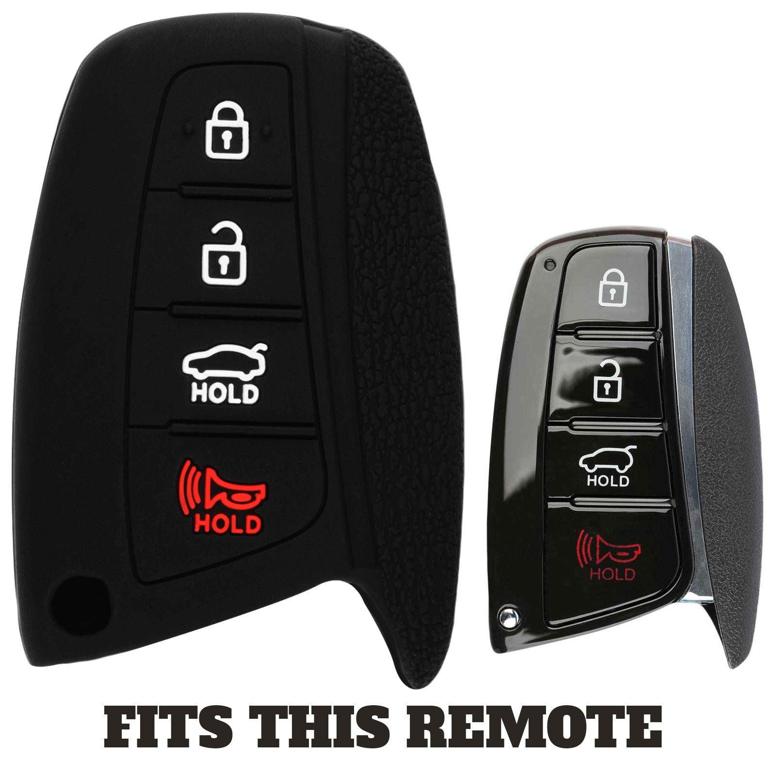 KeyGuardz Keyless Entry Remote Car Smart Key Fob Outer Shell Cover Soft Rubber Case for Hyundai Azera Genesis Santa Fe